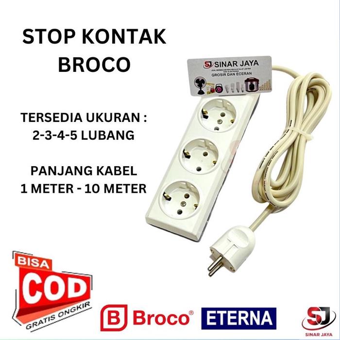 Jual Stop Kontak Broco 2 - 3 - 4 - 5 Lubang + Steker Arde bulat Broco ...