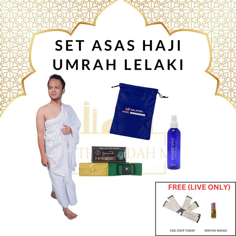 Set Asas Haji Umrah Lelaki Kain Ihram Dewasa Uncang Kasut Tali - TikTok ...