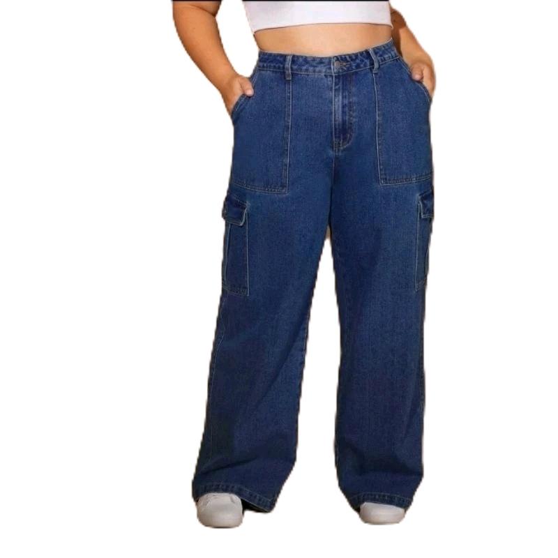 PLUS SIZE DANIM CARGO PALAZZO READY STOCK Trousers Denim - TikTok Shop ...