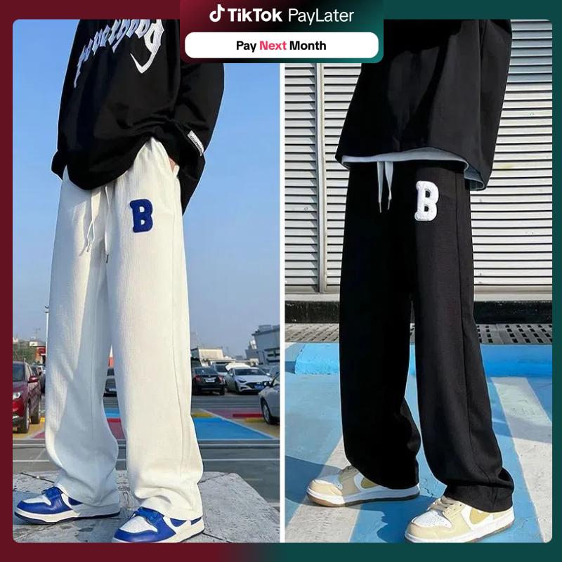 OTHERWAY Slock Pants Letter B Pants Outfits Men's Straight Cut - TikTok ...