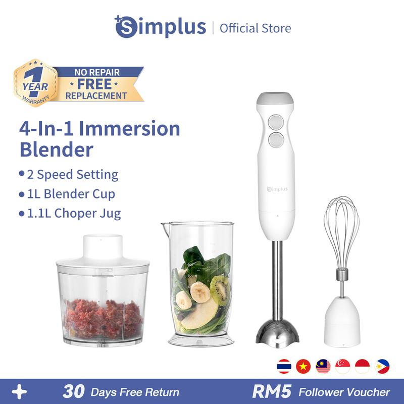 Simplus 4 In 1 Immersion Blender Stick Food Processor Egg Beater ...