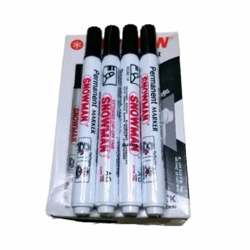 [ 12 pcs ] spidol hitam permanent besar snowman AG-12 murah lusinan ...