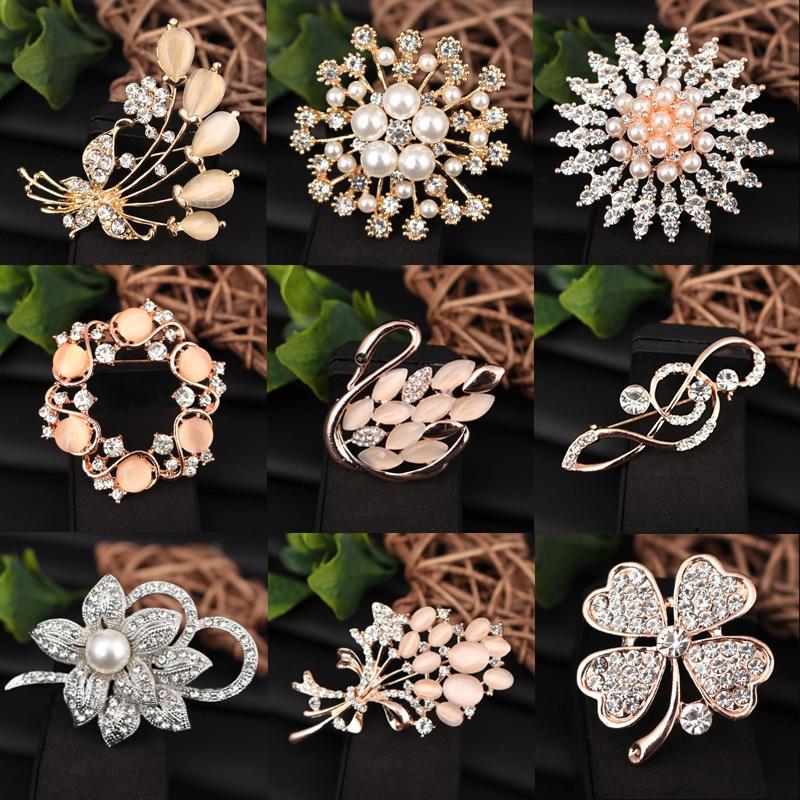 Pin Kerongsang Bunga, Rekaan Indah Korea, Dihiasi Mutiara Tiruan ...