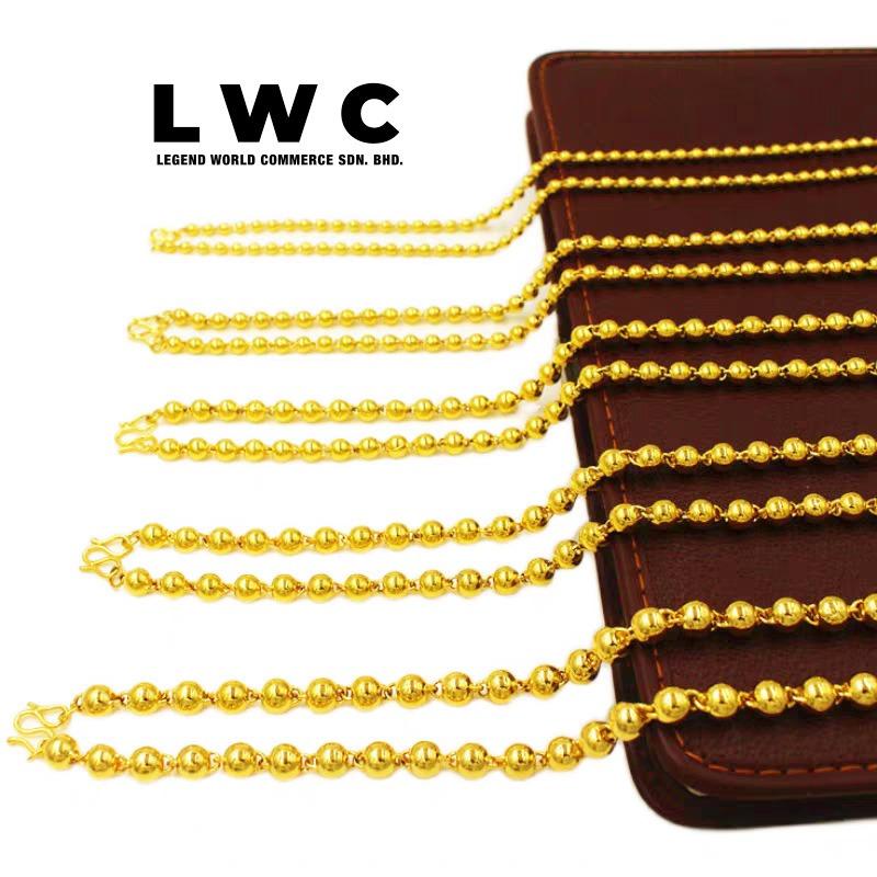 Rantai Leher Emas Aluvial Unisex - Model Round Beads - 999 Gold ...