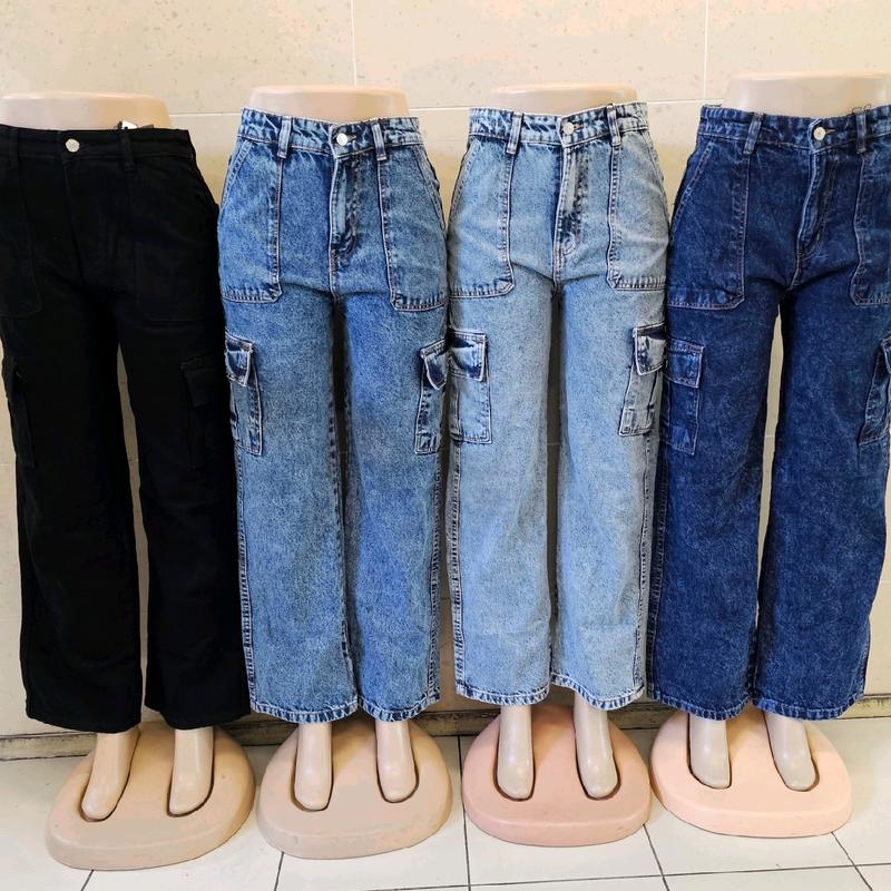 6 pocket cargo acid wash wide lag plazo high quality Jeans Casual ...