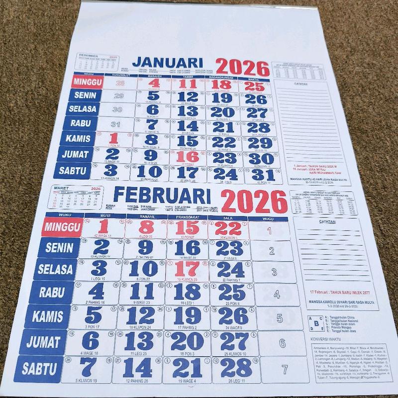 Kalender Diding 2026 Size Tagung 12 Lembar untuk Tahun 2026 Mudah ...