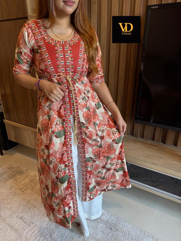VIDAS Middle-Slit Floral Anarkali Slim Cutting Rayon Materia - TikTok ...