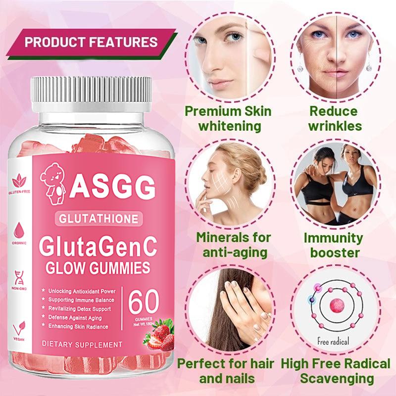 ASGG Glutathione GlutaGenC Glow Gummies Whitening Skin Tone - TikTok ...