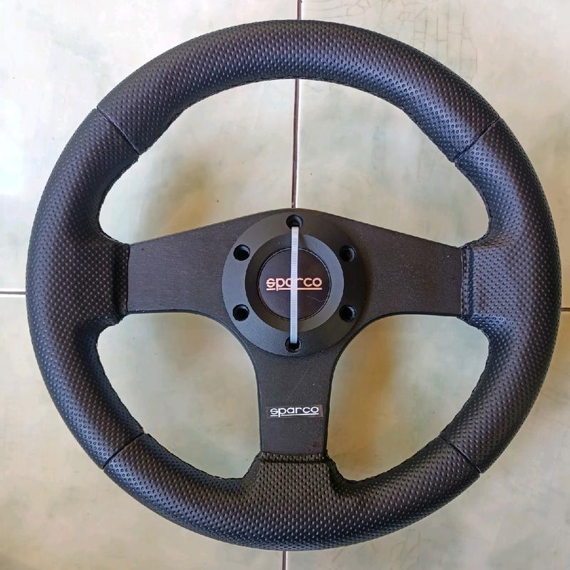 Setir Mobil Racing Palang 3 Plat Tengah Datar Ukuran 12 Inc dengan ...