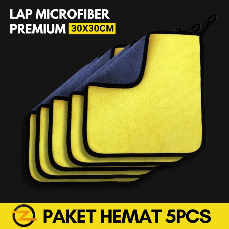 Paket 5 Kain Lap Microfiber Ukuran 30x30 Tebal Premium Quality - Shop ...