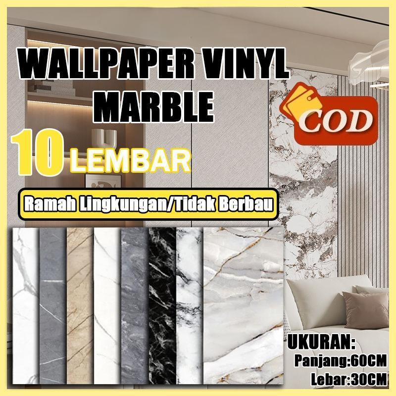 [10 Lembar] Wallpaper Vinyl Dinding Marble Wallpaper Motif Marmer ...