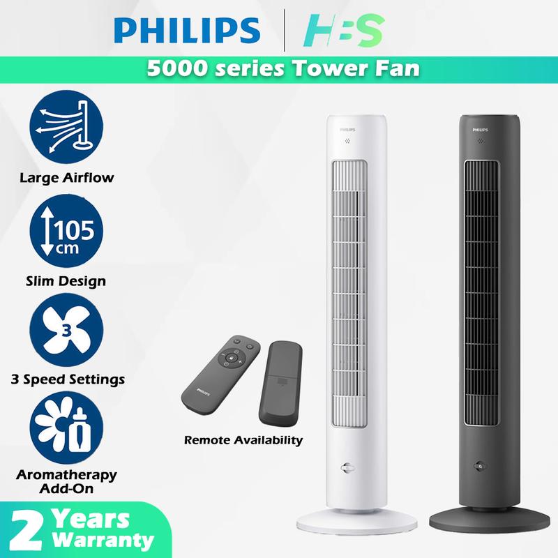 [NEW] Philips Powerful Tower Fan CX5535 (CX5535/11) Silent Portable ...