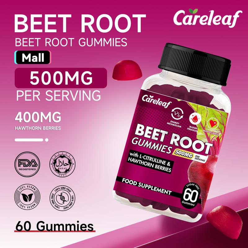 Careleaf Beetroot Beets Cardio Gummies for Heart Health & Energy Boost ...