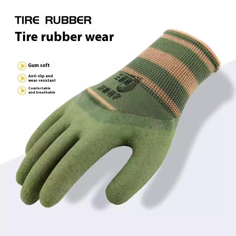Tire rubber gloves labor protection wear-resistant non-slip latex ...