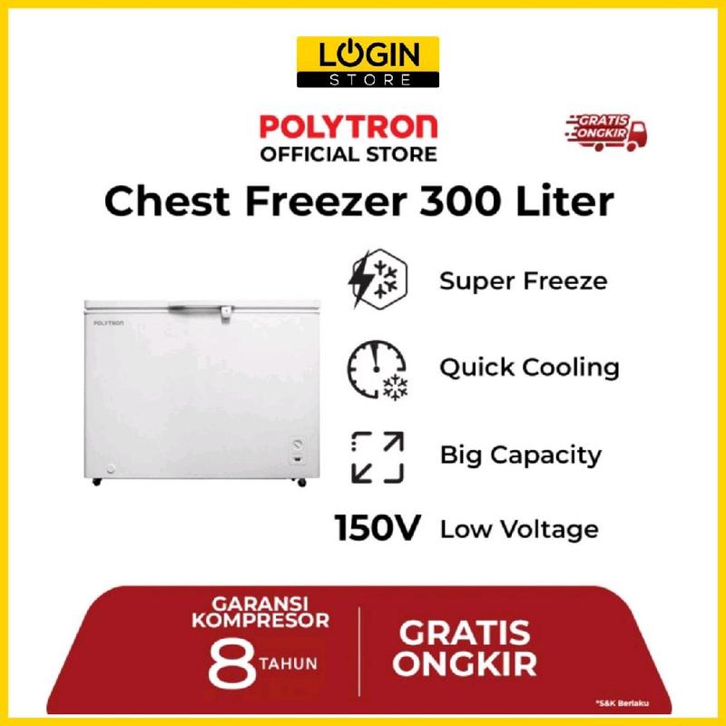 POLYTRON Chest Freezer 300 Liter PCF 318 Kapasitas Besar Super Freeze ...