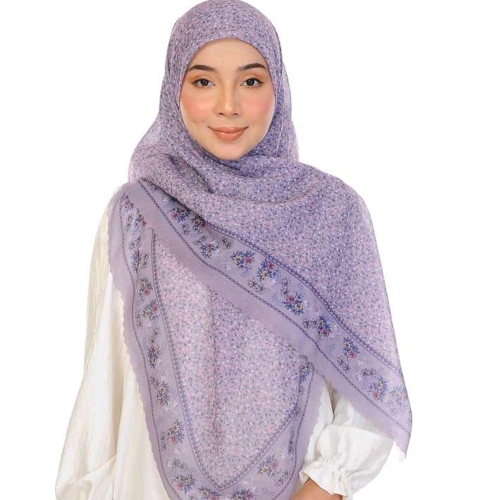 Tudung Bawal Printed Premium Cotton Voile Bidang 50/55 - Square ...