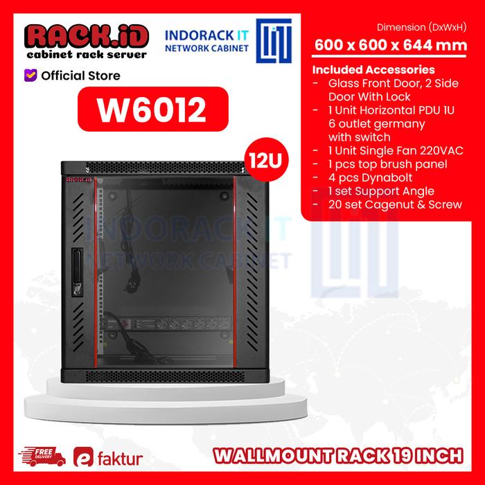 Promo Wallmount Rack RACKID 12U Rak Server 12U Depth 600mm Rak CCTV ...