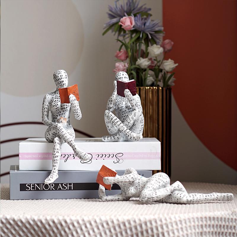 Vinta Reading Woman Statue Resin Desktop Sculptures Home - Shop | Tokopedia
