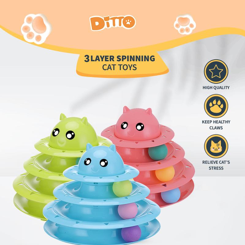 DITTO Cat Tower Ball Track 3 Layer Spinning Toy Mainan Kucin - TikTok ...
