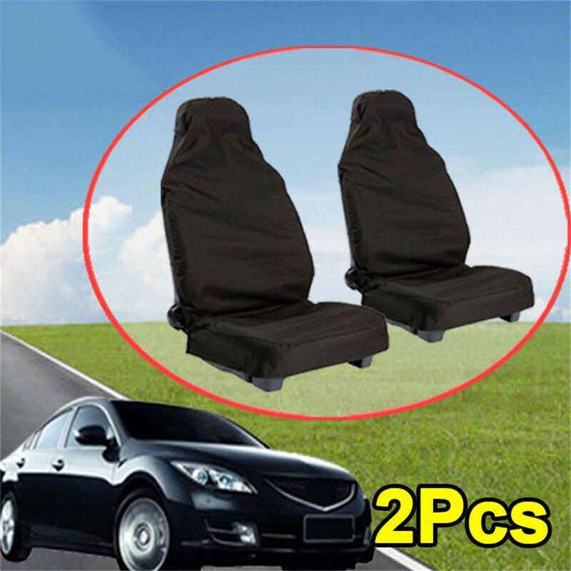 2Pcs Universal Heavy Duty Black Car Seat Covers Front Seat Case ...