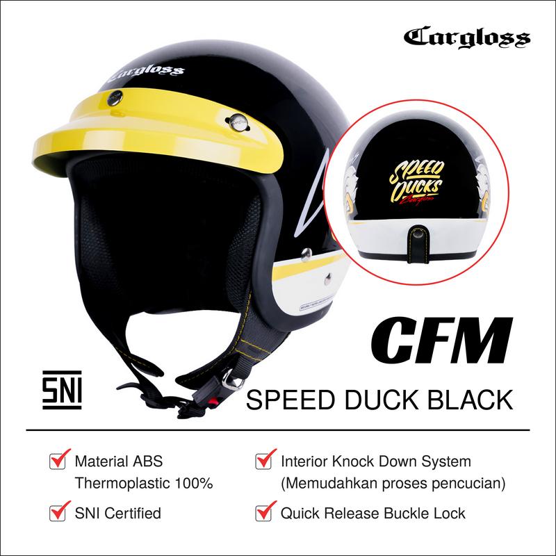 Helm Cargloss Retro Half Face CFM Speed Duck Deep Black - Shop | Tokopedia