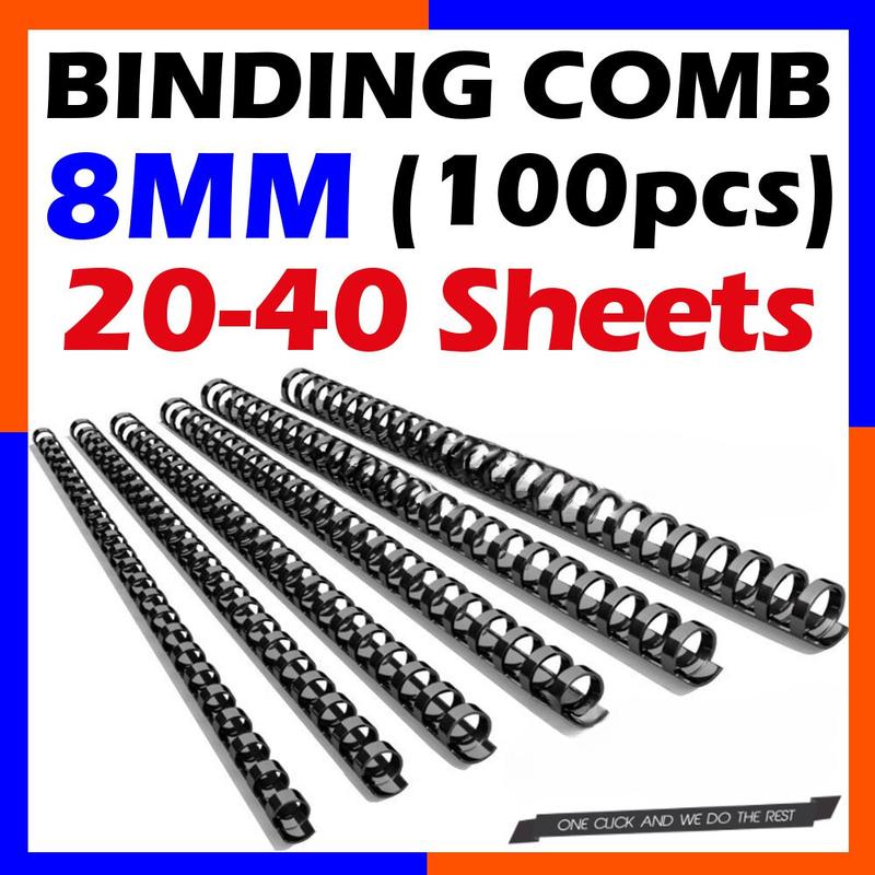 [100pcs] 8mm Quality Binding Comb Ring | A4 Plastic Comb Binding ...