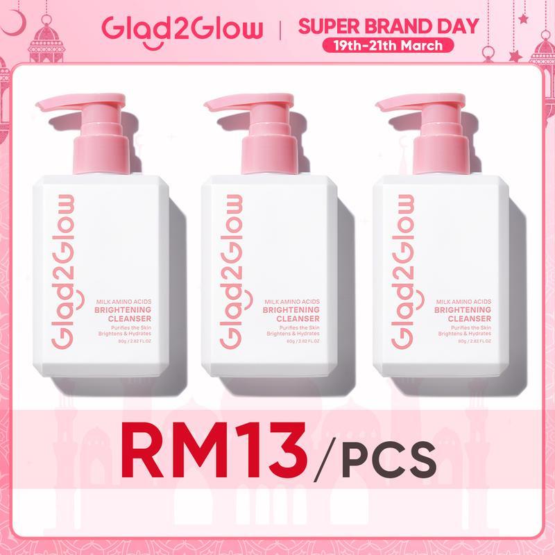 G2G 3PCS - Glad2Glow Milk Amino Acids Gentle Cleanser Brightening ...