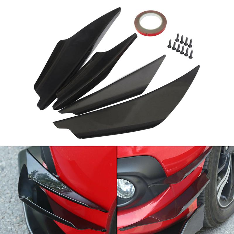 4PCS Front Bumper Side Canards Splitter Fins Universal Black - TikTok ...