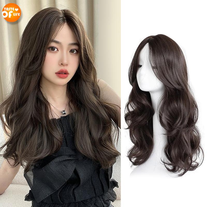 Wavy Curly Full Hair Wig Middle Part Bangs Length 68CM Hairwigs ...