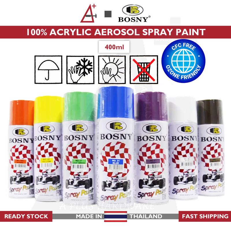 BOSNY 100% Acrylic Aerosol Spray Paint 400ml 400cc Colour Color ...