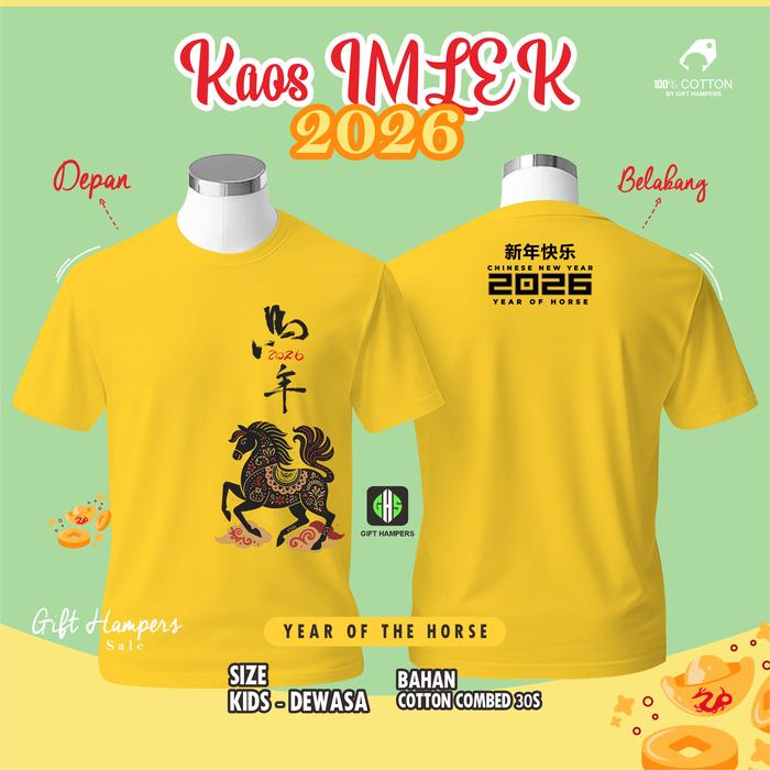 Promo KAOS IMLEK SINCHIA SHIO KUDA API YEAR OF THE HORSE 2026 WARNA ...