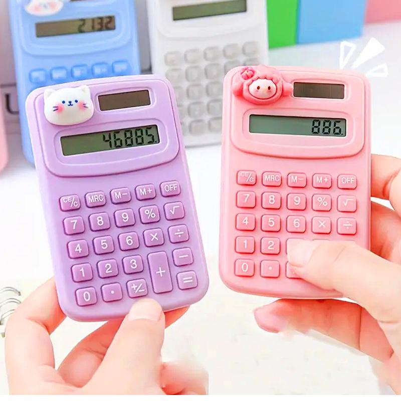 Mini Cute Cartoon Pocket Calculator LCD Solar Portable Size Student ...