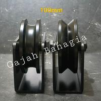 Jual Roda pagar besi bubut 2 bearing plat tebal 100mm / 10cm Bulat type ...