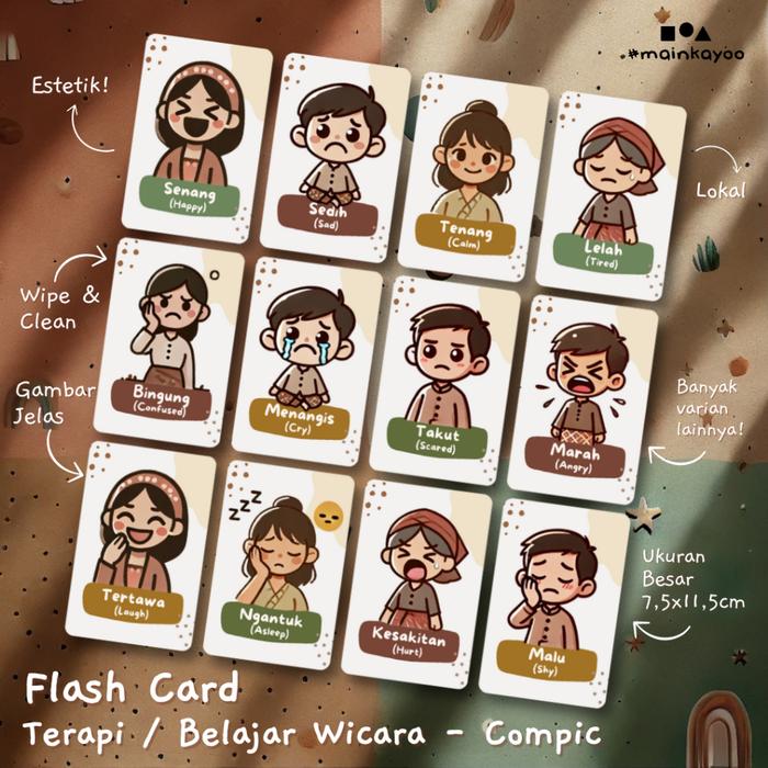 Promo Flash Card Aesthetic - Kartu Terapi Wicara - Belajar bicara kosa ...