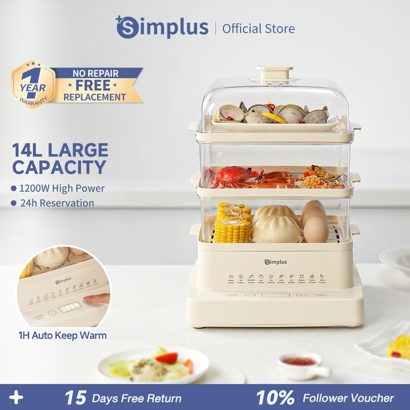Simplus Electric Steamer 3-Layer 14L Capacity 24h Delay Time - TikTok ...