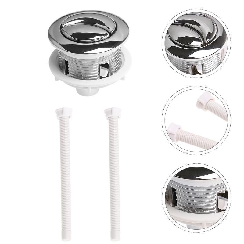114mm Silver Dual Flush Toilet Water Tank Push Buttons Rods Round ...