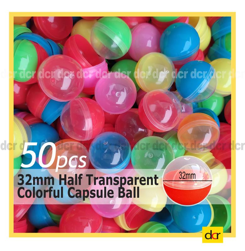 50pcs 32mm Mini Capsule Ball Half Transparent Half Color Empty - TikTok ...