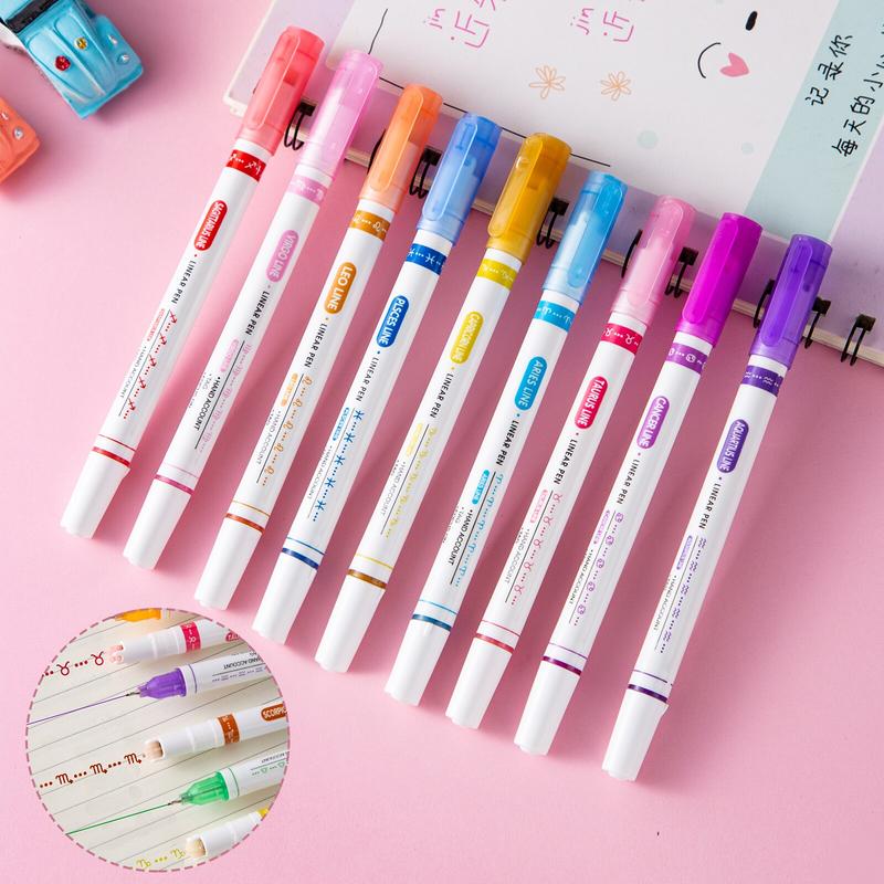 6/12 Colored Curve Highlighter Pen Set,Different Shapes Dual - TikTok ...