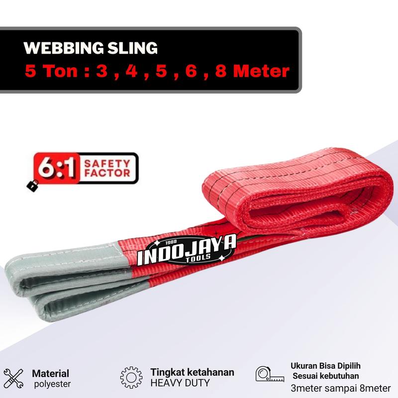 Webbing Sling Belt 5 Ton x 3-8 M Veloz Japan / Tali Angkat Double Ply ...