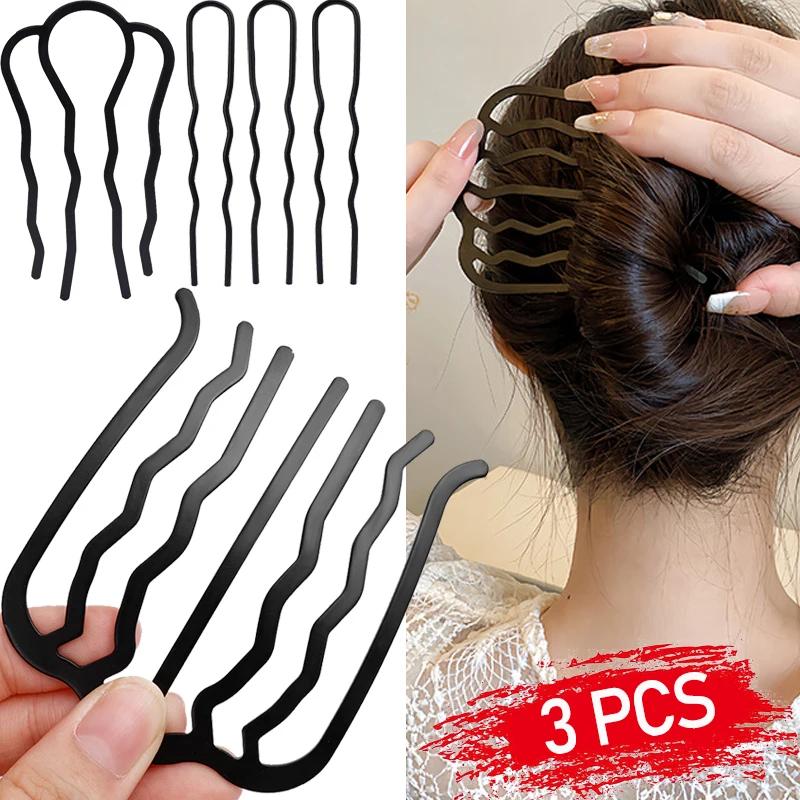 Black Metal Hair Fork Clip Salon Women Hairpins invisible Hairside ...