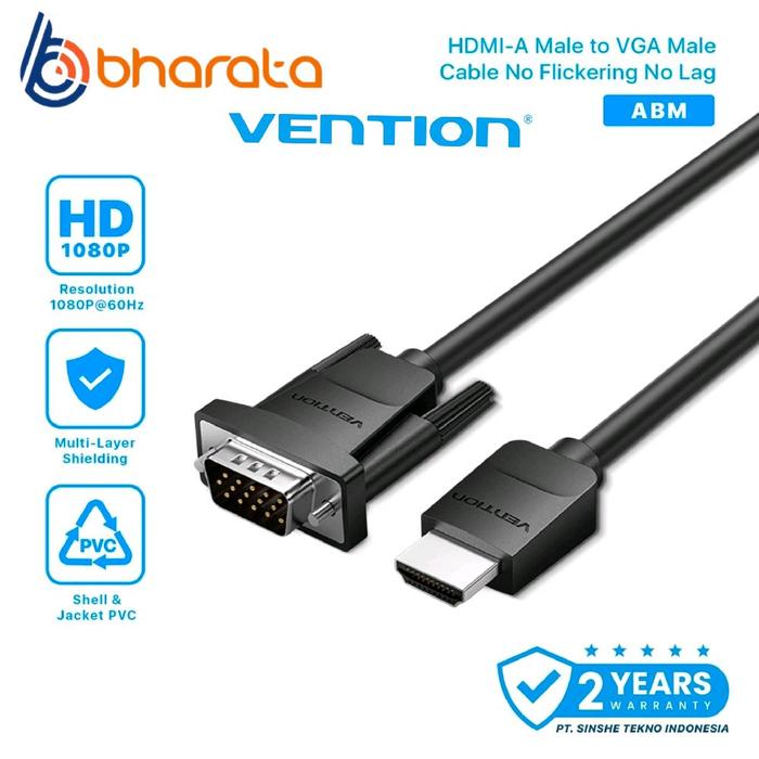 Jual Vention Kabel HDMI to VGA Full HD 1080P 60Hz Plug & Play Anti ...