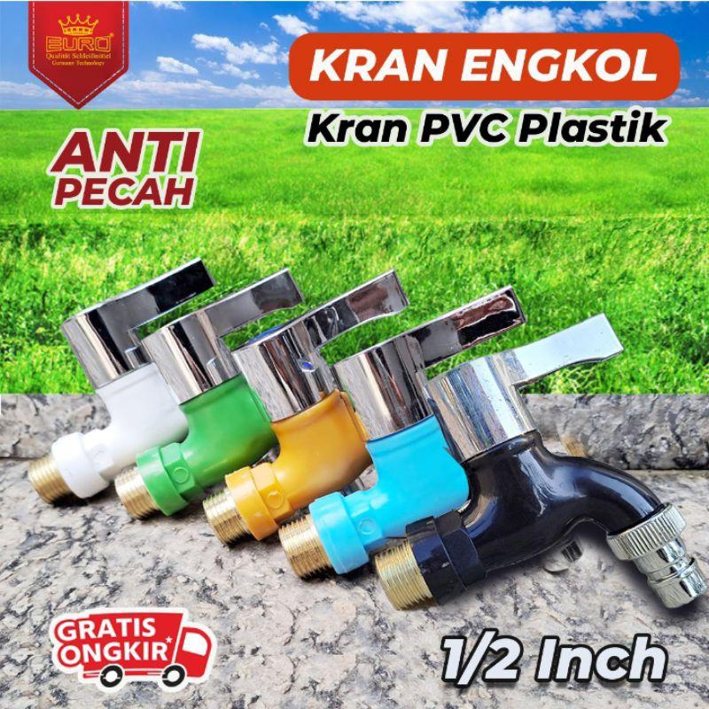 Keran Air Tembok Taman 1/2 Inch PVC Kran Plastik Warna 1/2" Engkol ...