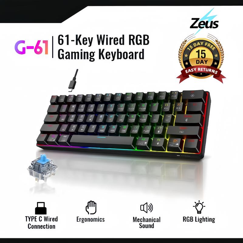 Zeus 61 Key Wired Type C Mechanical Keyboard With Blue Switc - TikTok ...