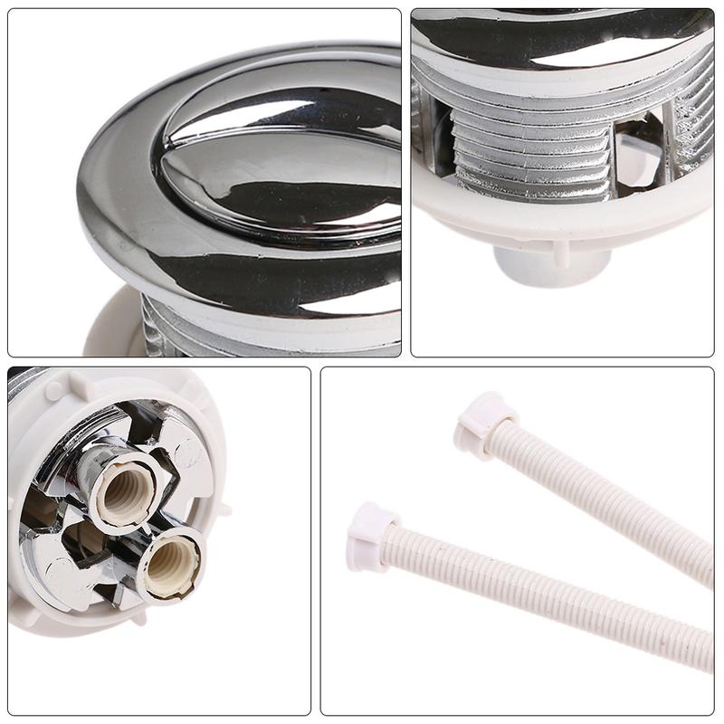 114mm Silver Dual Flush Toilet Water Tank Push Buttons Rods Round ...