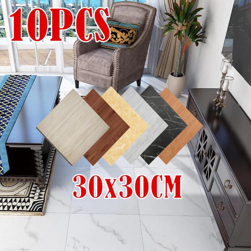 10pcs PVC Marble Vinyl Tiles Adhesive Tiles for Flooring Waterproof ...