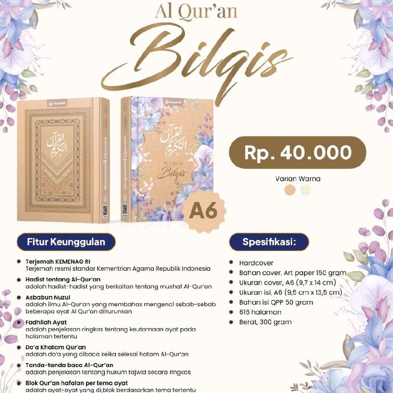 BILQIS - Al Qur'an Terjemah Cantik dengan ukuran kecil A6 (9,7x14cm ...