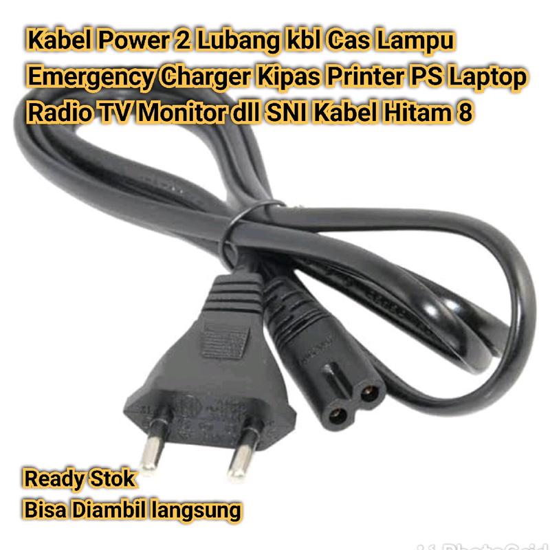 Kabel Power 2 Lubang kbl Cas Lampu Emergency Charger Kipas Printer ...