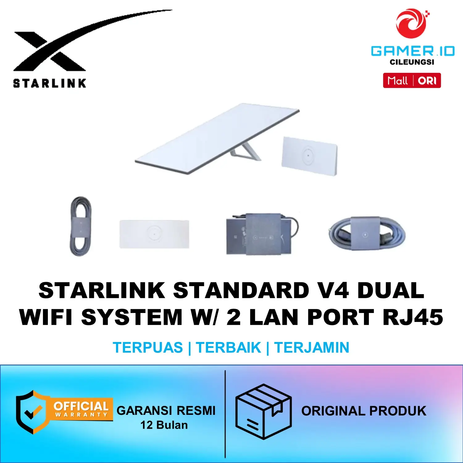 Starlink Standard Gen 3 V4 Dual Wifi System W/ 2 Lan Port RJ45 Garansi ...