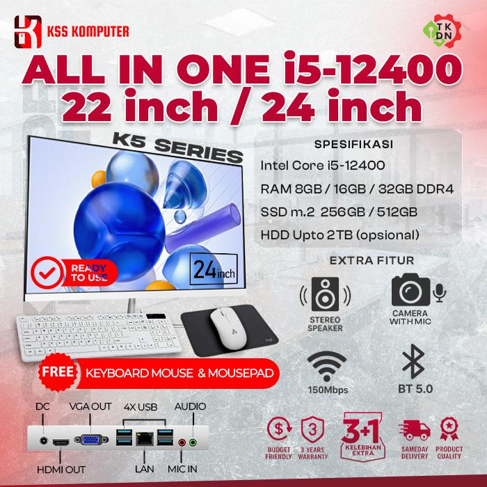 Jual PC AIO Core i5 12400 SSD 512GB RAM 16GB 22 Inch / 24 Inch All In ...