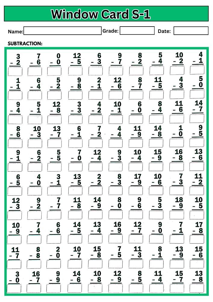 4pcs Math Window Card - Addition, Subtraction, Multiplication, Division ...